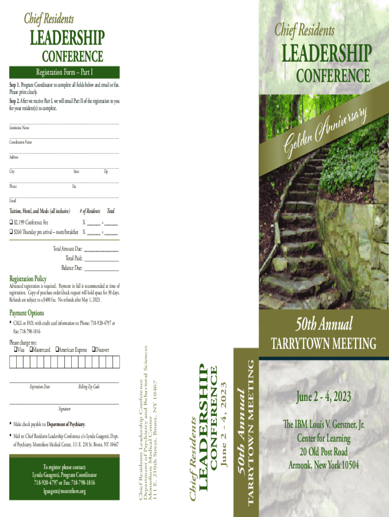 Fillable Online Chief Residents Leadership Conference Fax Email Print ...