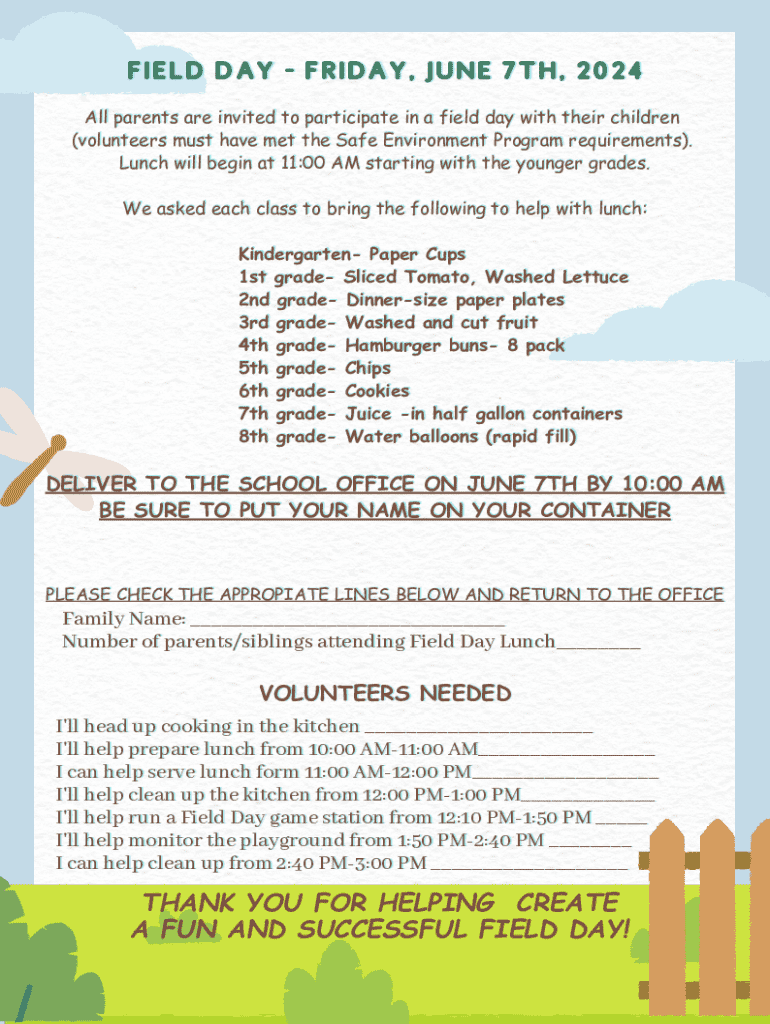 Fillable Online Field Day - June 7th, 2024 Fax Email Print - pdfFiller