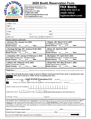 Fillable Online 2025 Booth Reservation Form for Log & Timber Home ...