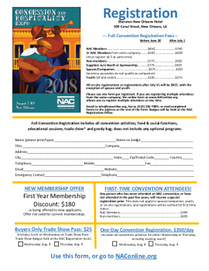 Fillable Online National Association of Concessionaires Convention Registration Fax Email Print ...