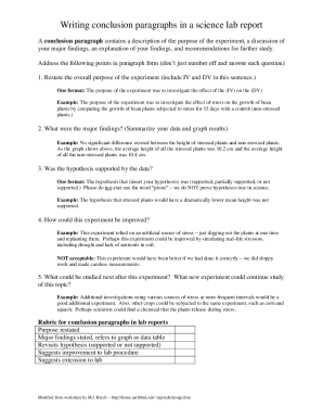Fillable Online Writing Conclusion Paragraphs in a Science Lab Report ...