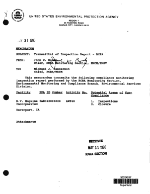 Fillable Online Rcra Compliance Inspection Report for R.v. Hopkins ...