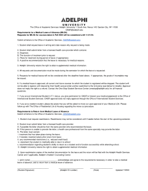 Fillable Online Requirements for a Medical Leave of Absence (mloa) Fax ...