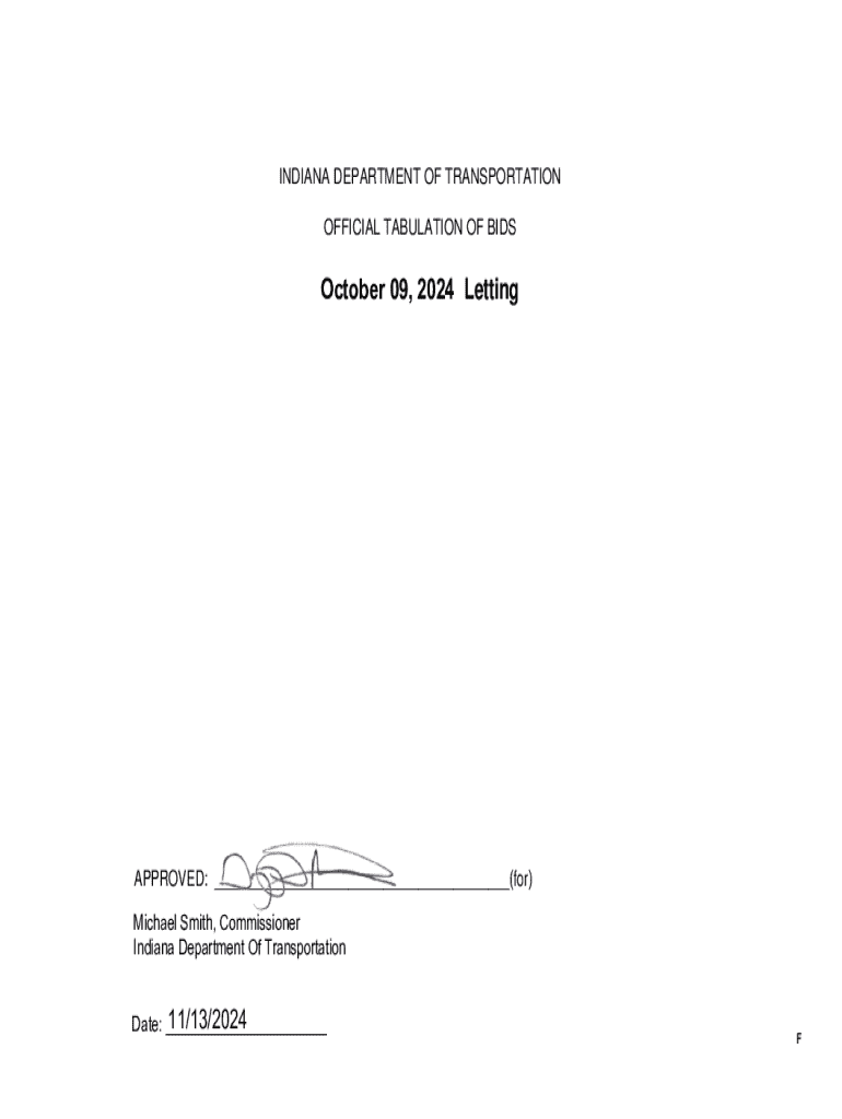 Fillable Online OFFICIAL TABULATION OF BIDS Fax Email Print - pdfFiller