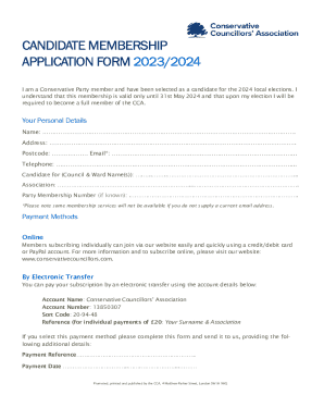 Fillable Online Candidate Membership Application Form 2023/2024 Fax Email Print - pdfFiller