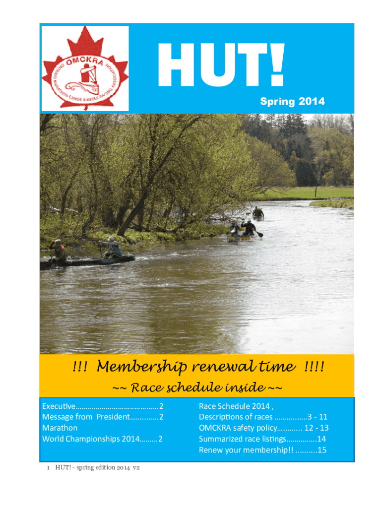 Fillable Online Hut! Spring 2014 Membership and Race Information Fax ...
