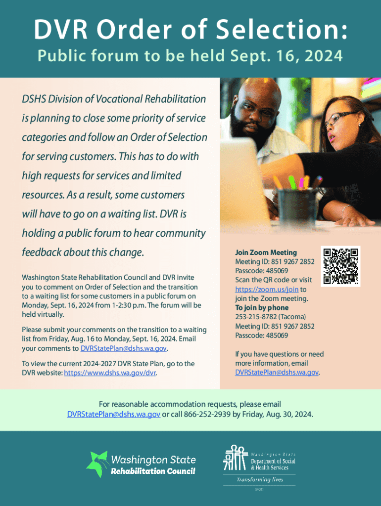 Fillable Online DVR Order of Selection Public Form Fax Email Print ...