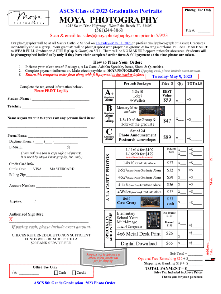 Fillable Online Ascs Class of 2023 Graduation Portraits Fax Email Print ...