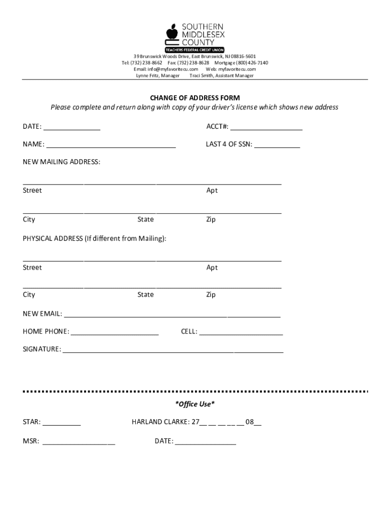 Fillable Online Change of Address Request Fax Email Print - pdfFiller