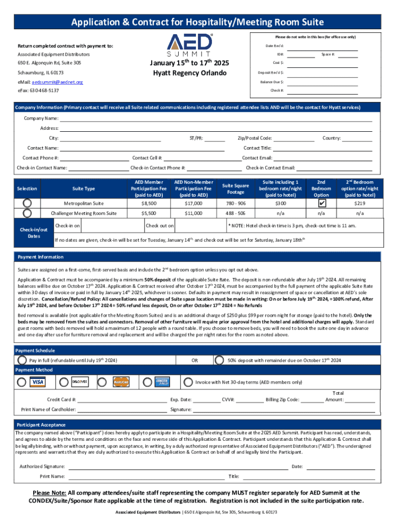 Fillable Online Aed Summit Suite Application & Contract Fax Email Print - pdfFiller