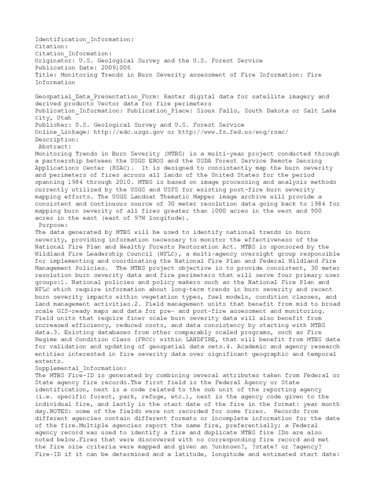 Fillable Online Monitoring Trends in Burn Severity Assessment of Fire Information: Fire ...