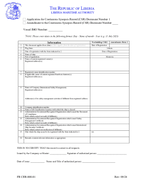 Fillable Online Continuous Synopsis Record (csr) Application and ...