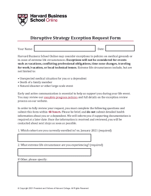Fillable Online Disruptive Strategy Exception Request Fax Email Print ...