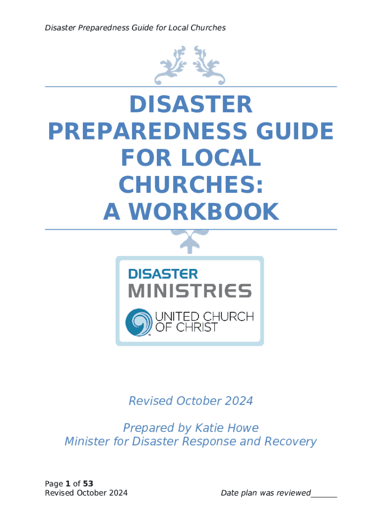 Disaster Preparedness Guide for Local Churches - Blank Fillable ...