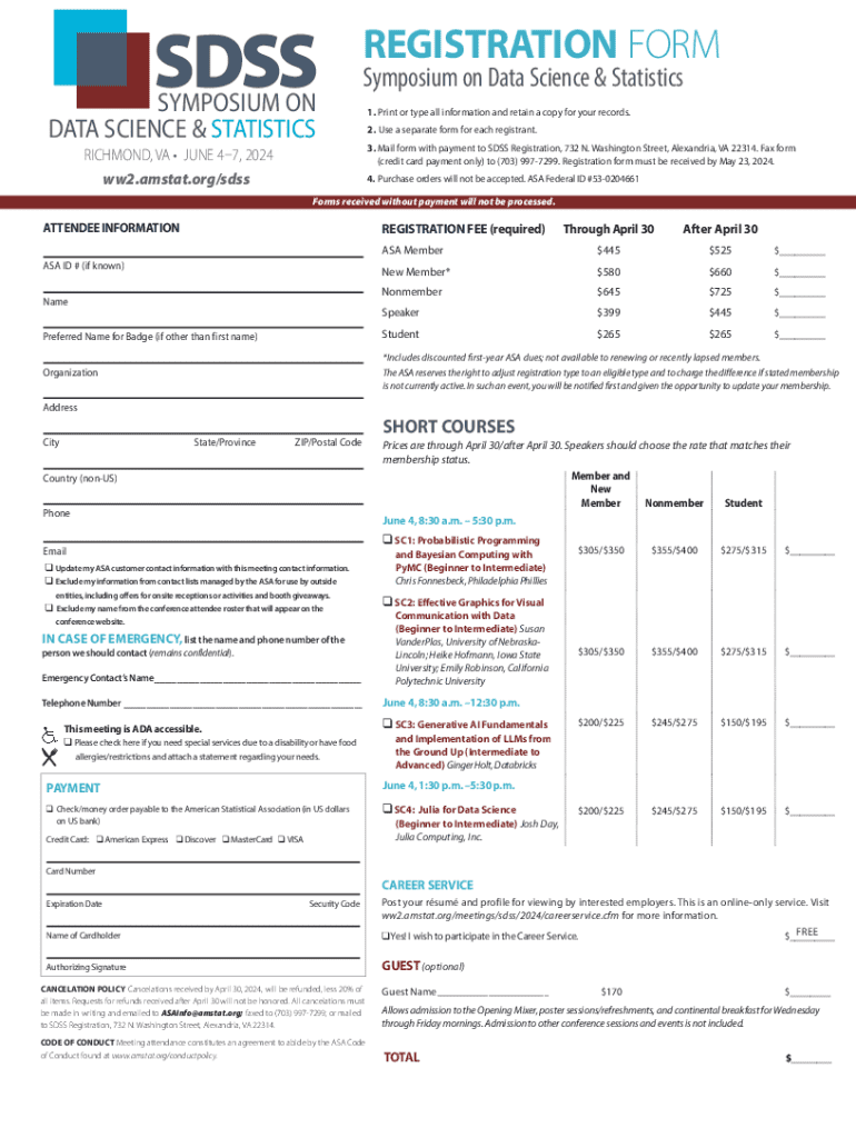 Fillable Online Symposium on Data Science & Statistics Fax Email Print - pdfFiller
