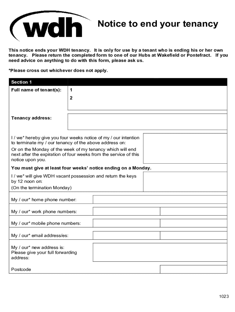 Fillable Online Notice to End Your Tenancy Fax Email Print - pdfFiller
