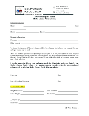 3d Print Request Doc Template | pdfFiller