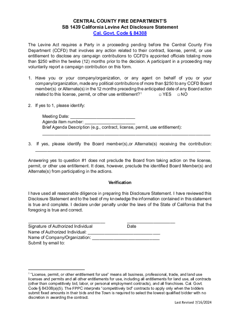 Fillable Online Sb 1439 Disclosure Statement Fax Email Print - pdfFiller