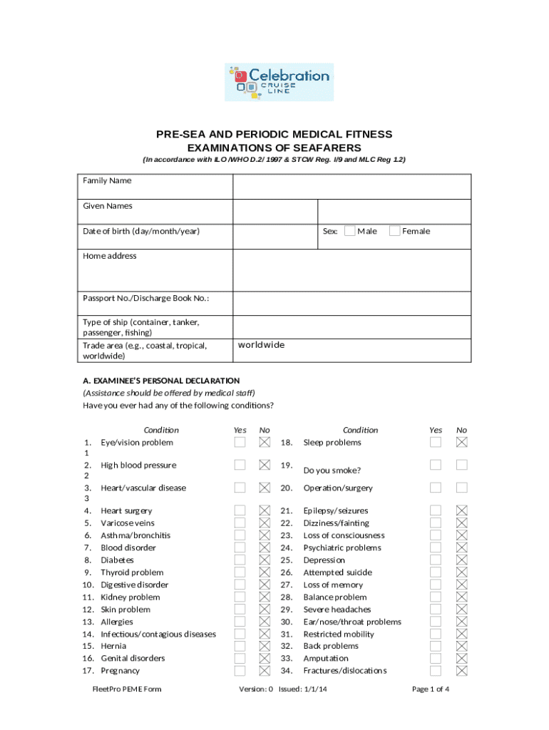 Pre-sea and Periodic Medical Fitness Examinations of Seafarers Doc ...