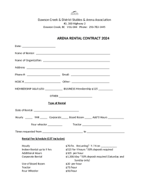 Arena Rental Contract 2024 Doc Template | pdfFiller