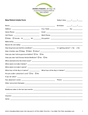 Fillable Online New Patient Intake Form Fax Email Print - pdfFiller