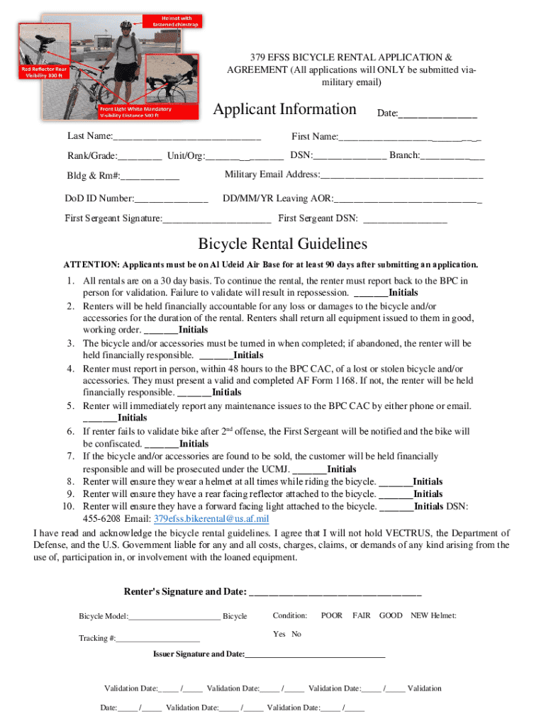 Fillable Online Bicycle Rental Application & Agreement Fax Email Print ...