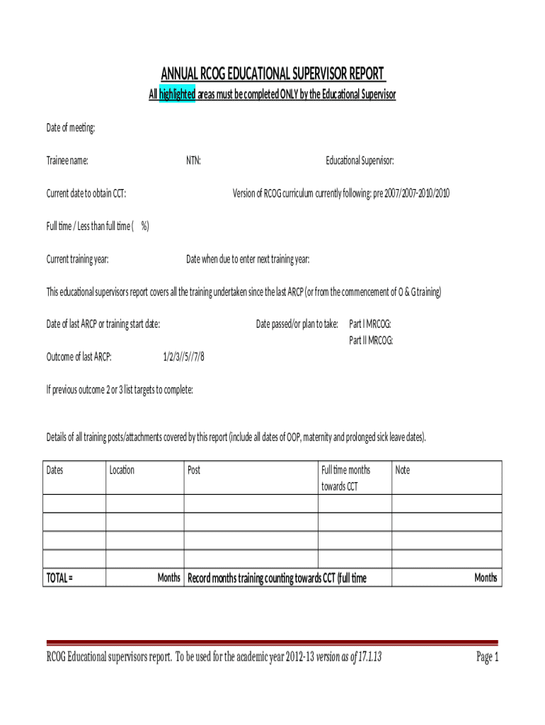 Educational Supervisor: Job description Doc Template | pdfFiller