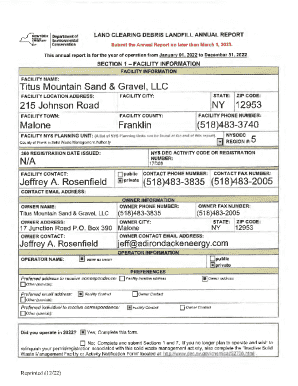 Fillable Online Annual Report for Land Clearing Debris Landfill Fax ...