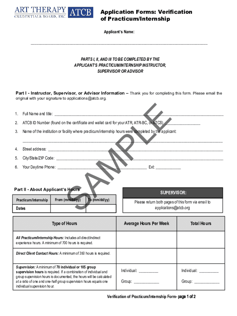 Fillable Online Application Forms: Verification of Practicum/Internship Fax Email Print - pdfFiller