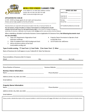 Fillable Online Mobile Food Vendor Clearance Application Fax Email ...