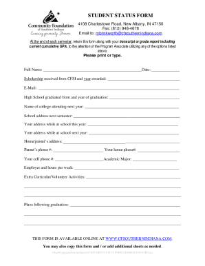 Fillable Online Student Status Update Form Fax Email Print - pdfFiller