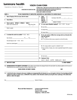 Fillable Online Vision Claim Form Fax Email Print - pdfFiller