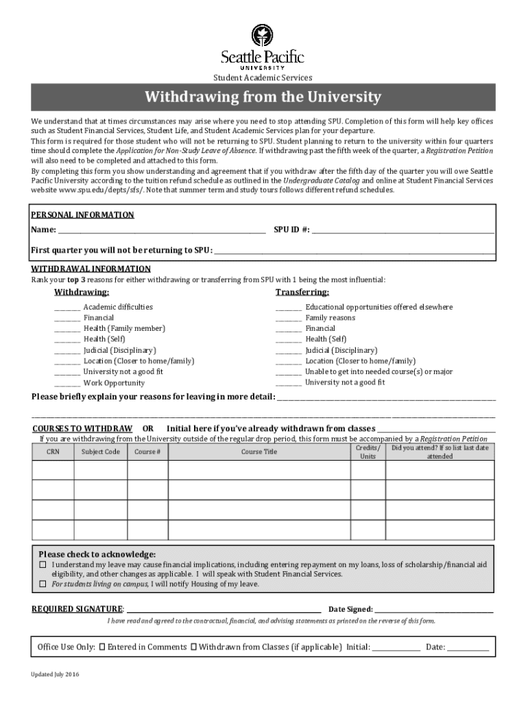 Fillable Online Application for Non-Study Leave of Absence Fax Email Print - pdfFiller