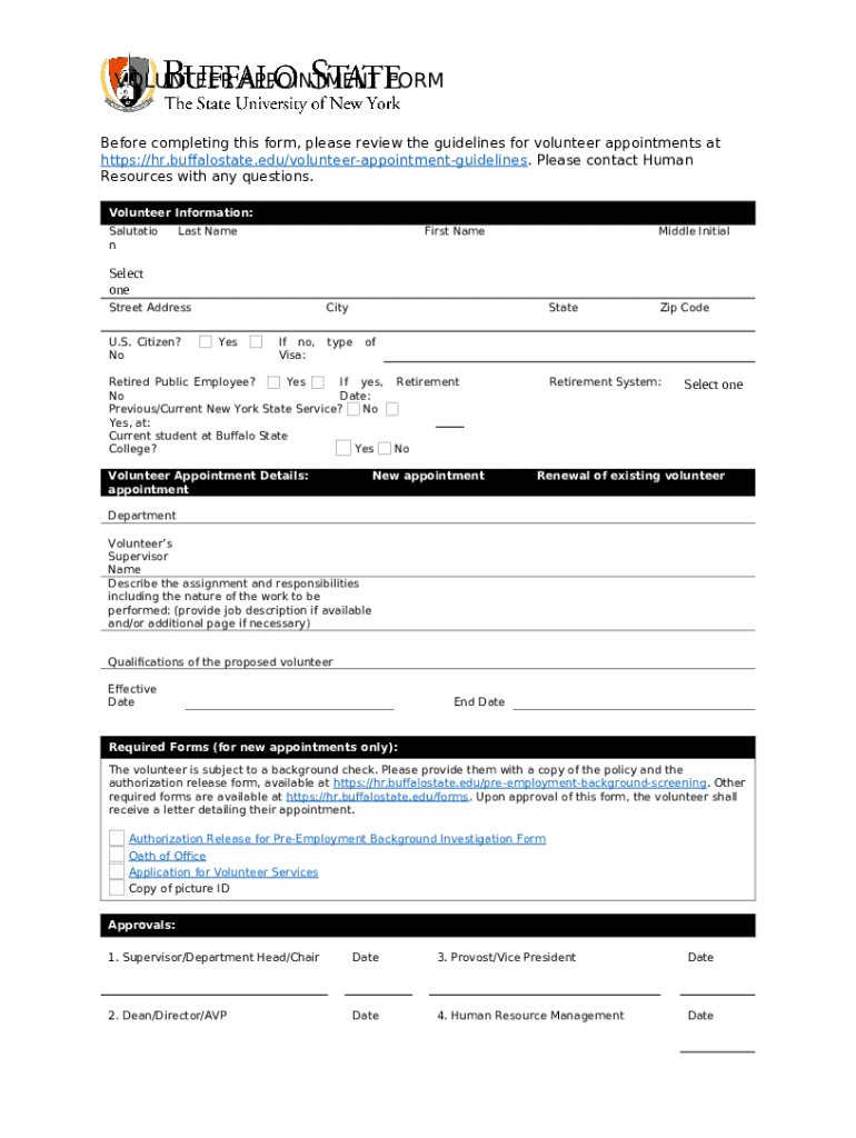Volunteer Appointment Doc Template | pdfFiller