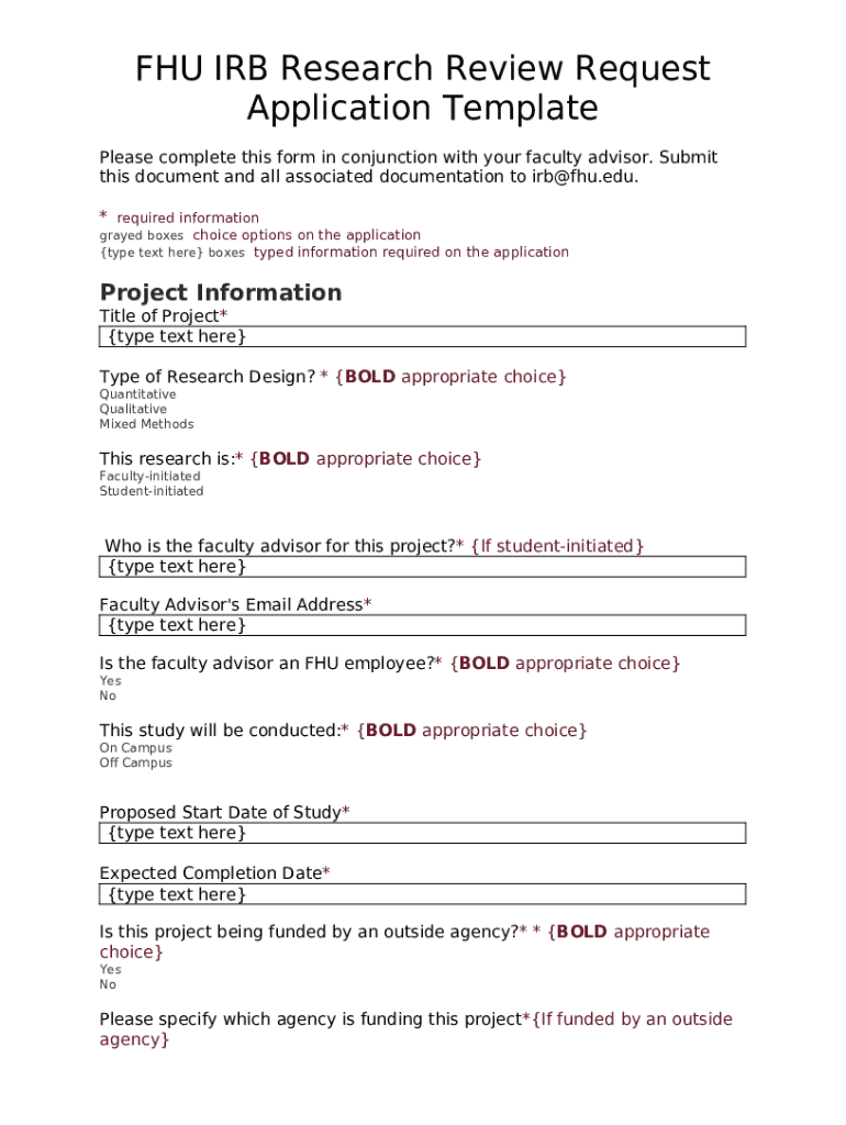 Fhu Irb Research Review Request Application Template Doc Template ...