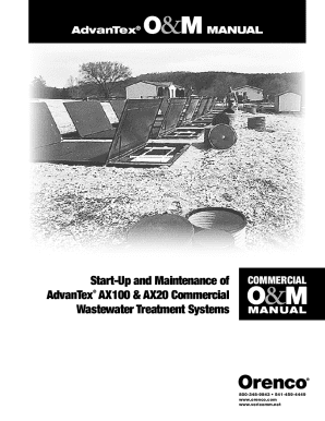 Fillable Online Advantex® O&m Manual for Ax100 & Ax20 Commercial ...