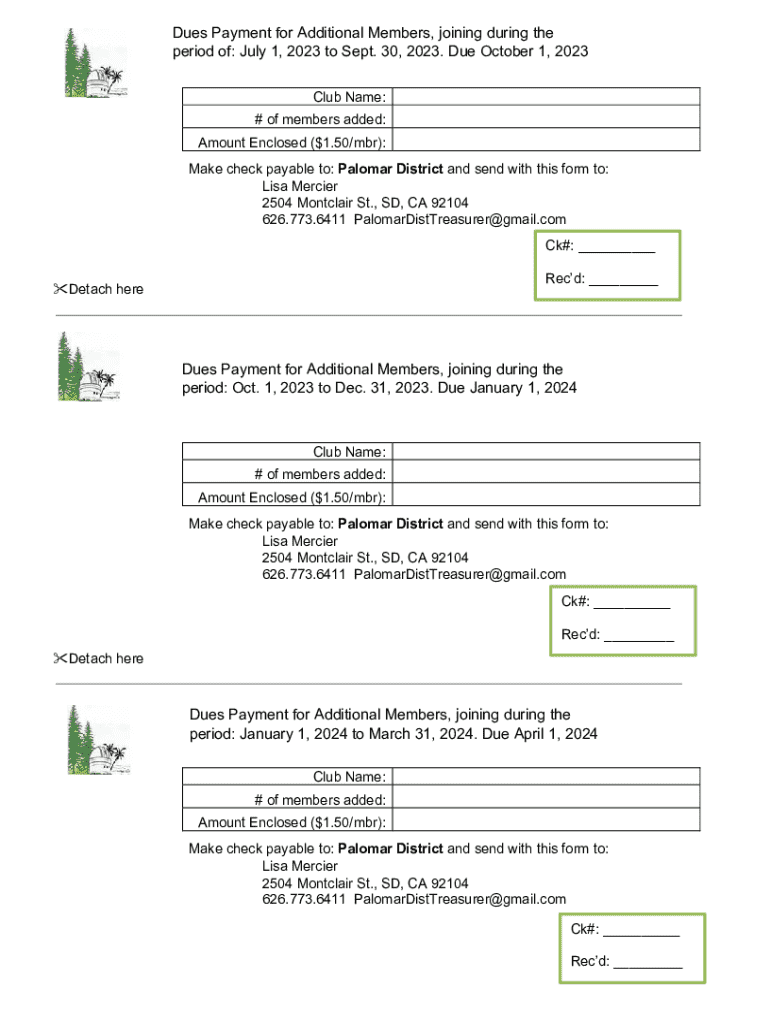 Fillable Online Dues Payment for Additional Members Fax Email Print ...