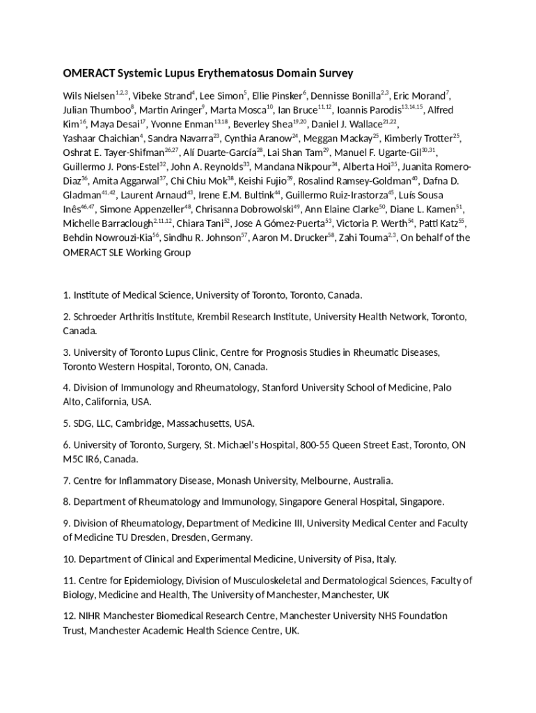 Omeract Systemic Lupus Erythematosus Domain Survey - research ...