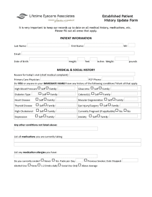 Fillable Online Established Patient History Update Form Fax Email Print - pdfFiller