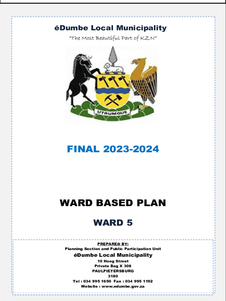 Fillable Online Ward 5 Plan - édumbe Local Municipality 2023-2024 Fax ...