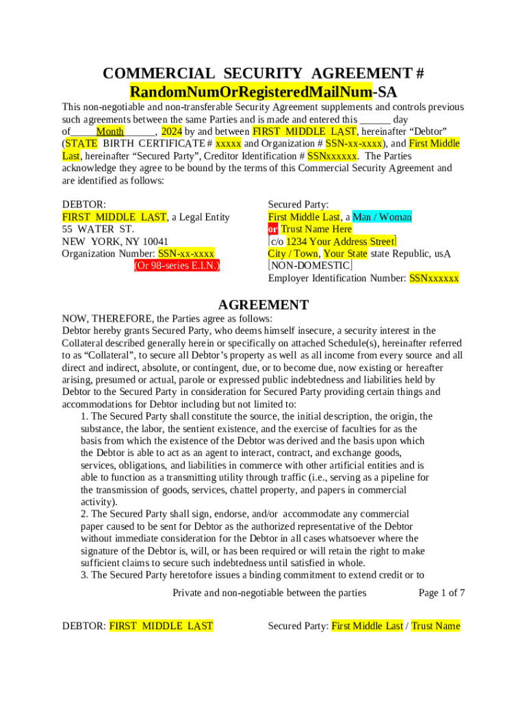 PUBLIC PURPOSE SECURITY AGREEMENT (VEHICLES ... Doc Template | pdfFiller