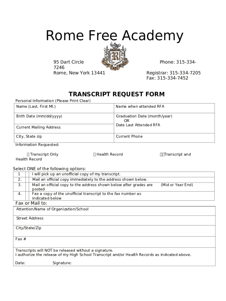 Transcript Request Doc Template | pdfFiller
