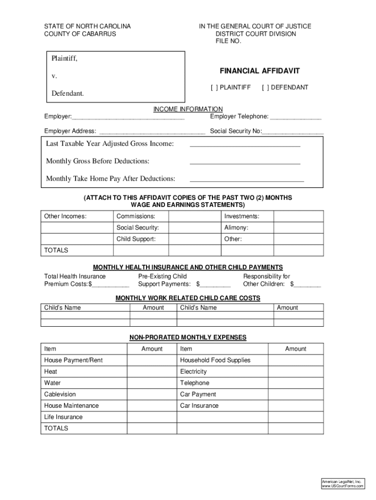 Fillable Online Financial Affidavit for Court Proceedings Fax Email Print - pdfFiller