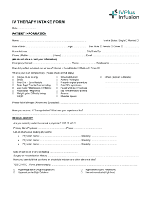 Fillable Online Iv Therapy Intake Form Fax Email Print - pdfFiller