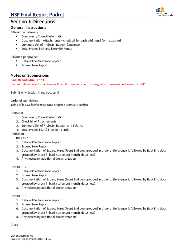 Nsp Final Report Packet Doc Template | pdfFiller