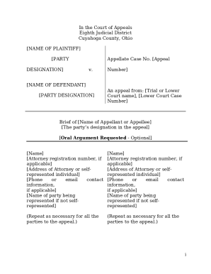 Appellate Brief Template - NET Doc Template | pdfFiller