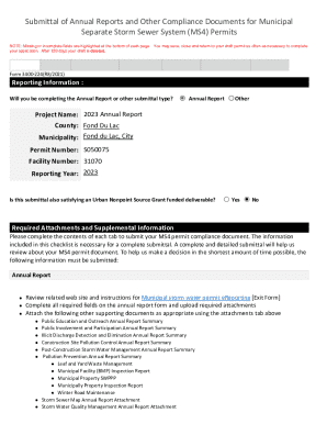 Fillable Online Submittal of Annual Reports and Other Compliance Documents for Municipal ...