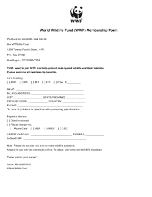 Fillable Online Join the World Wildlife Fund Fax Email Print - pdfFiller