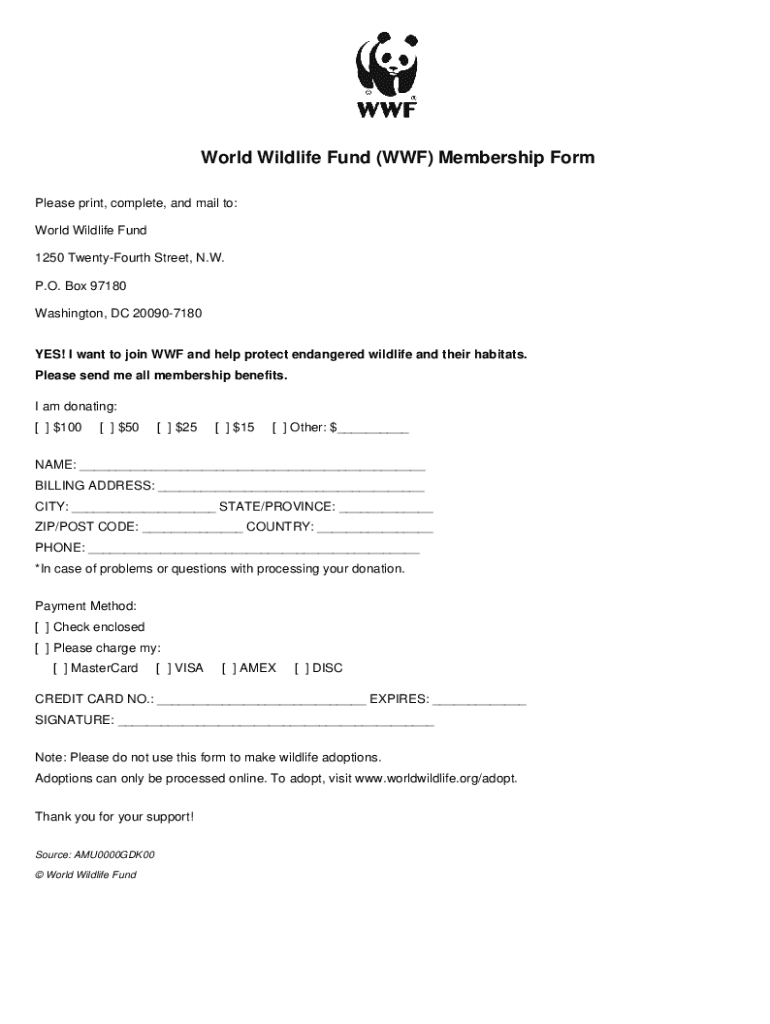 Fillable Online Join the World Wildlife Fund Fax Email Print - pdfFiller