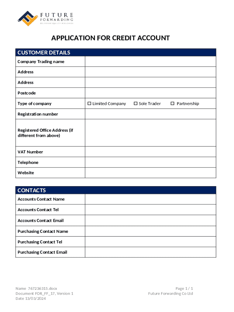Credit Application Doc Template | pdfFiller